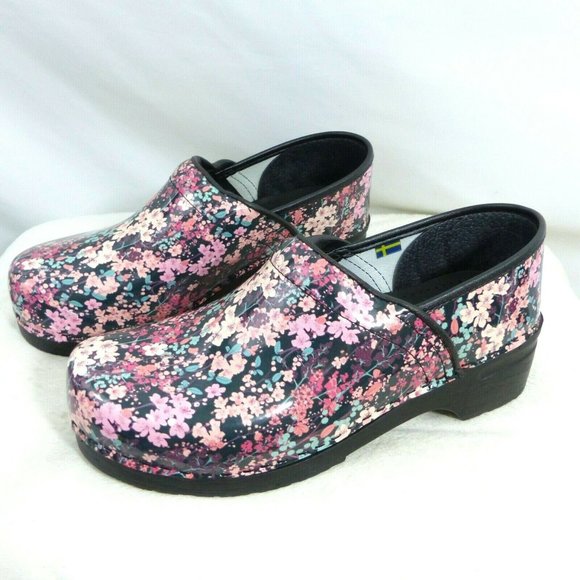 Bjork | Shoes | Bjork Black Pink Floral Pro Josee Leather Clog 42 ...